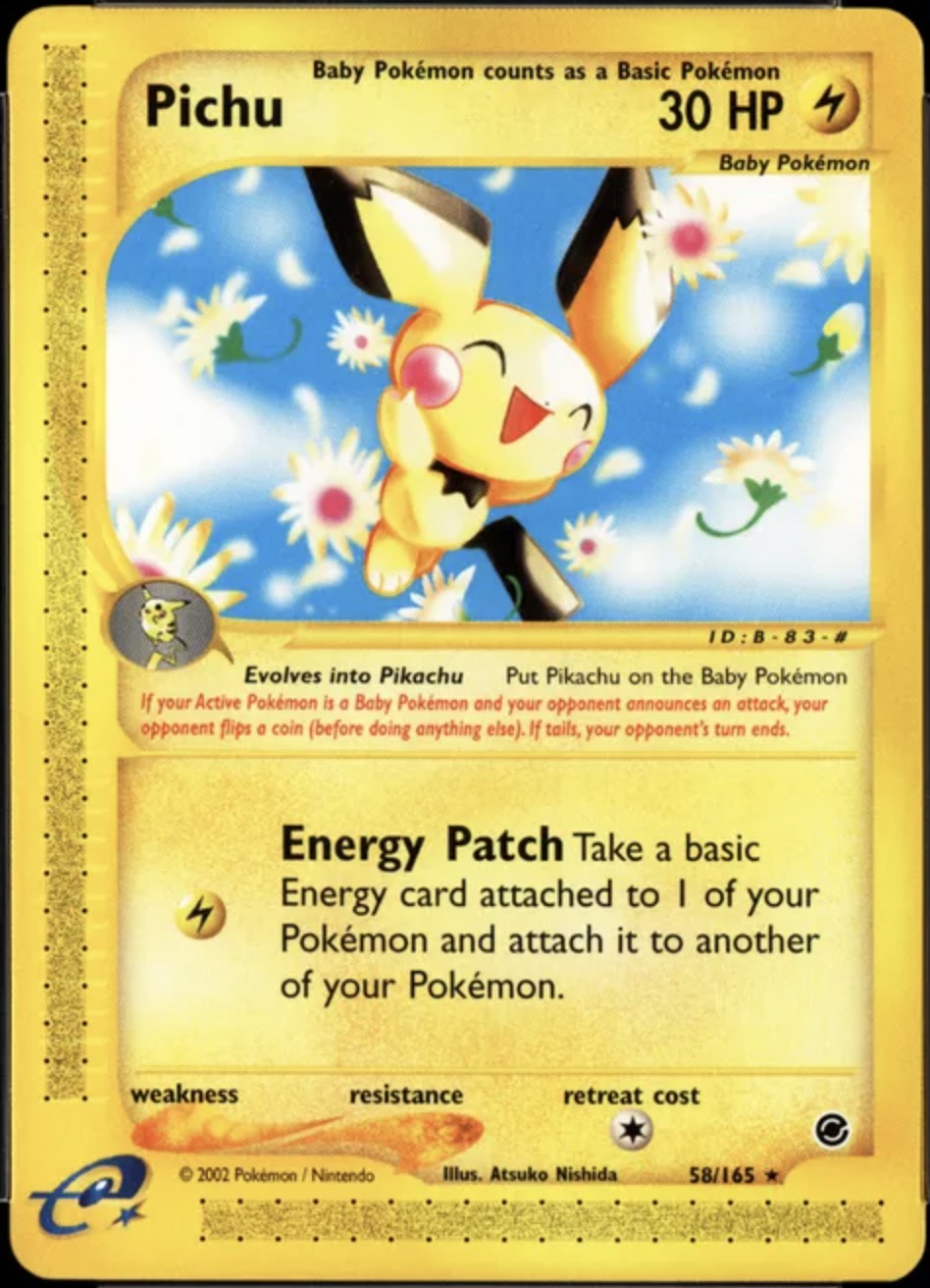 legendary.cards: Expedition Hole-Punched e-Reader Demo Pichu and Hoppip
