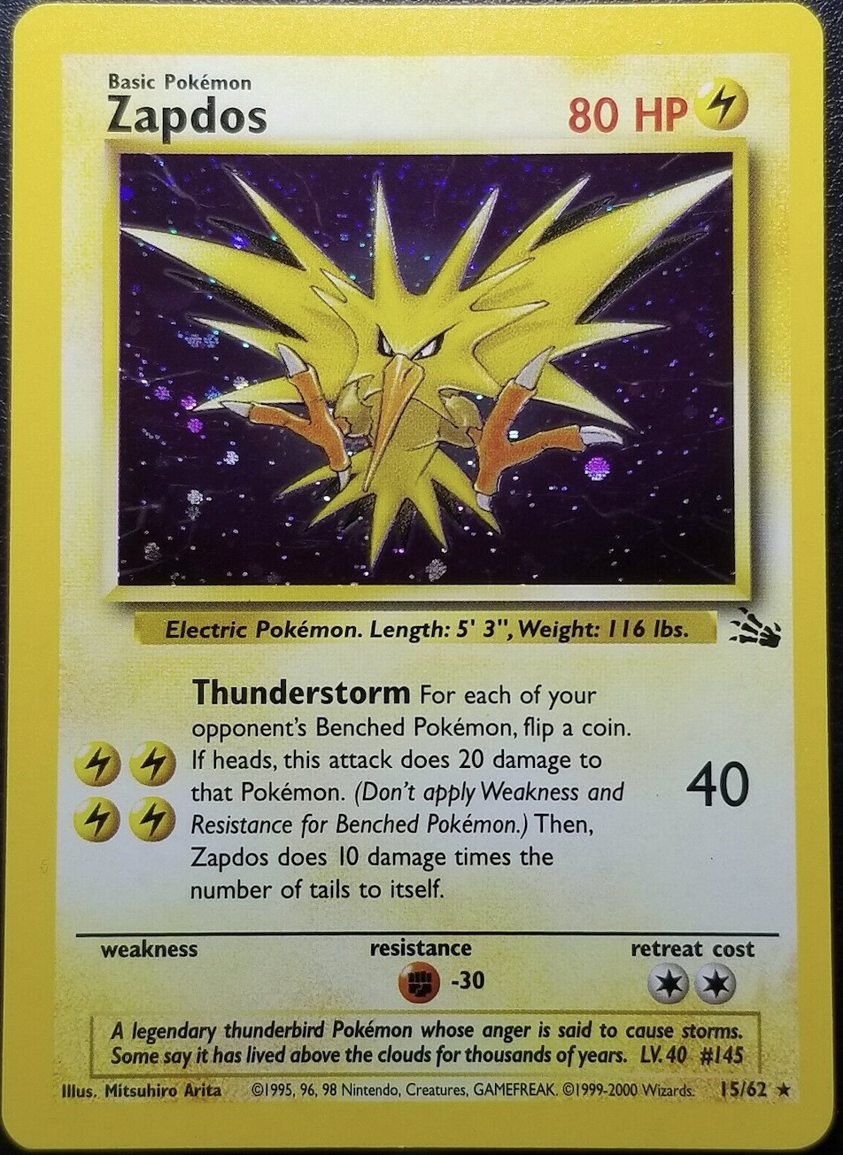 legendary.cards: Fossil Unlimited set Zapdos Corrected Evolution Box